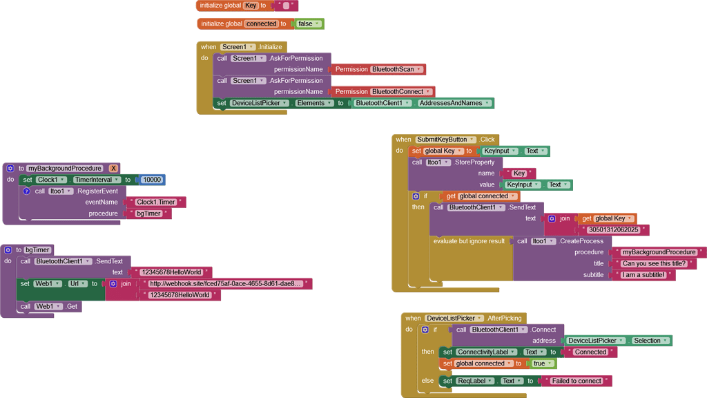 Sending Bluetooth Serial Message in Background Using Itoo - MIT App ...