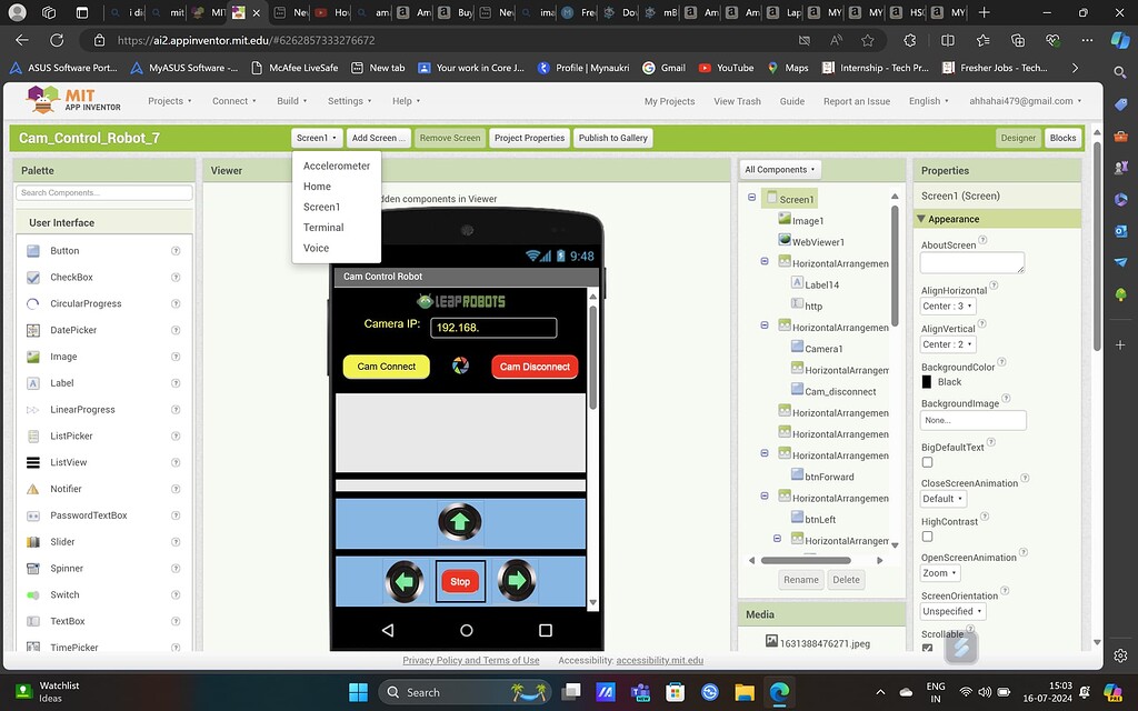 I want to set home window first intrface but my screen1 is desplaying first what should i do plz ...