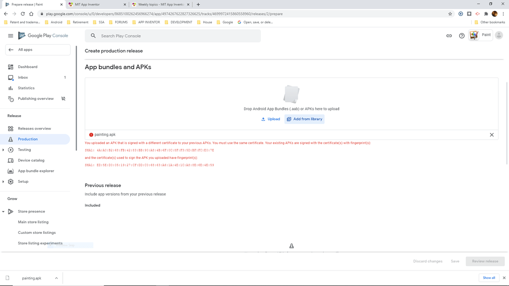 Publishing certificate question - MIT App Inventor Help - MIT App ...