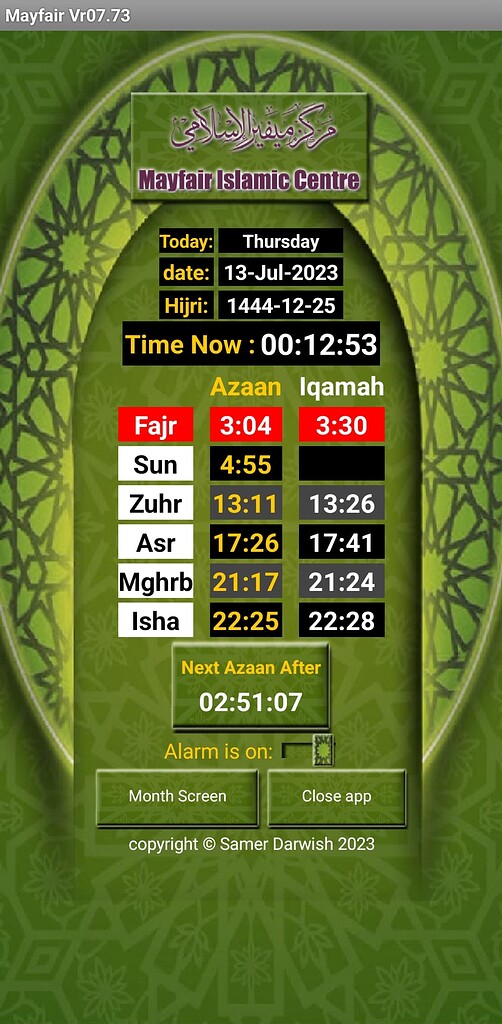 Prayer timetable app , my 1st app - App Showcase - MIT App Inventor ...
