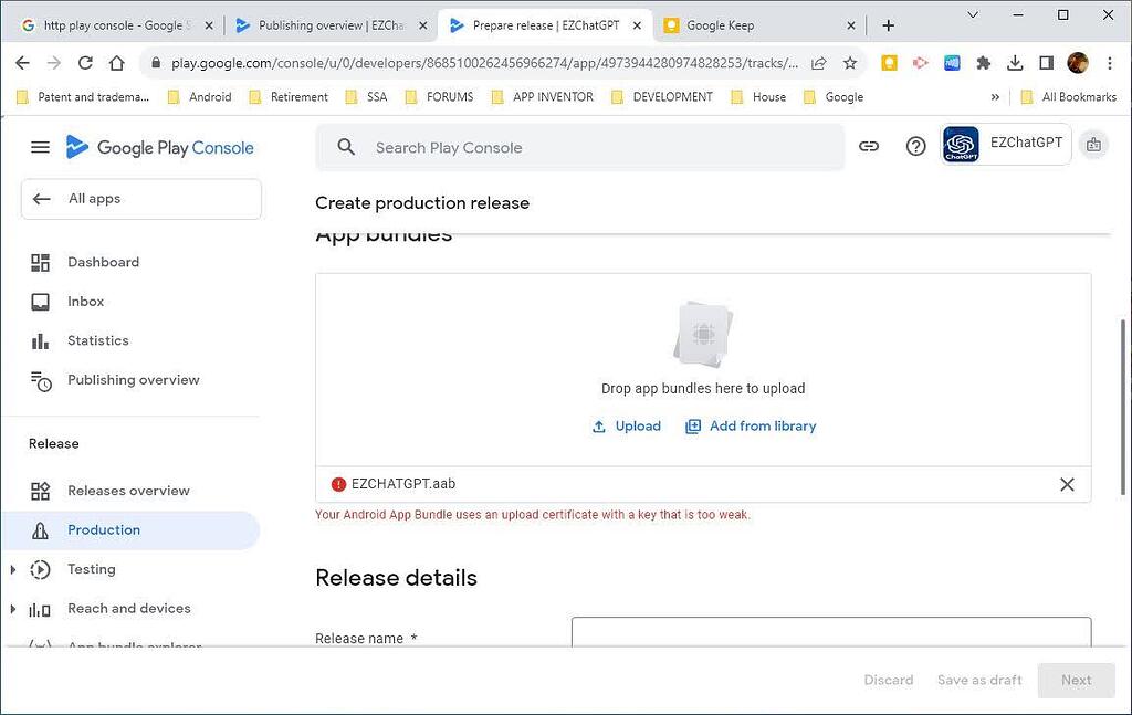 Are the .aab files working correctly? Could I get it signed with a 2048 ...