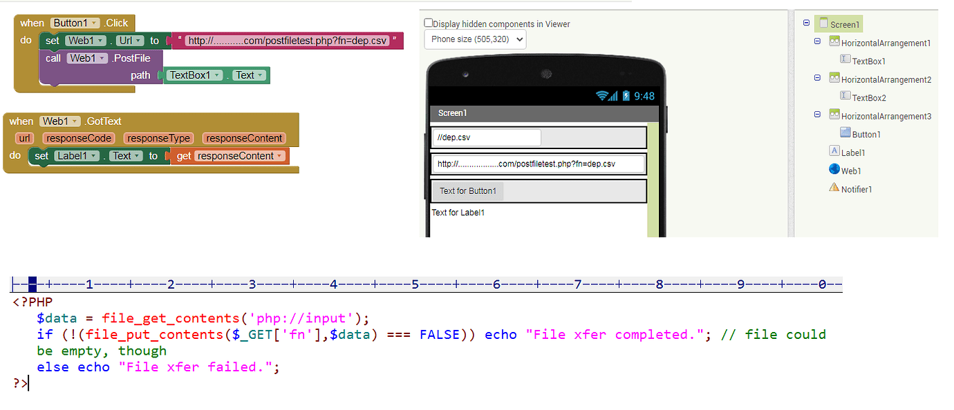 Upload Csv File From App To Remote Server Using Php Code Mit App Inventor Help Mit App