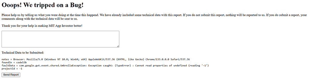 Help! Error on appinventor website corrupted my project! - Bugs and Other Issues - MIT App ...