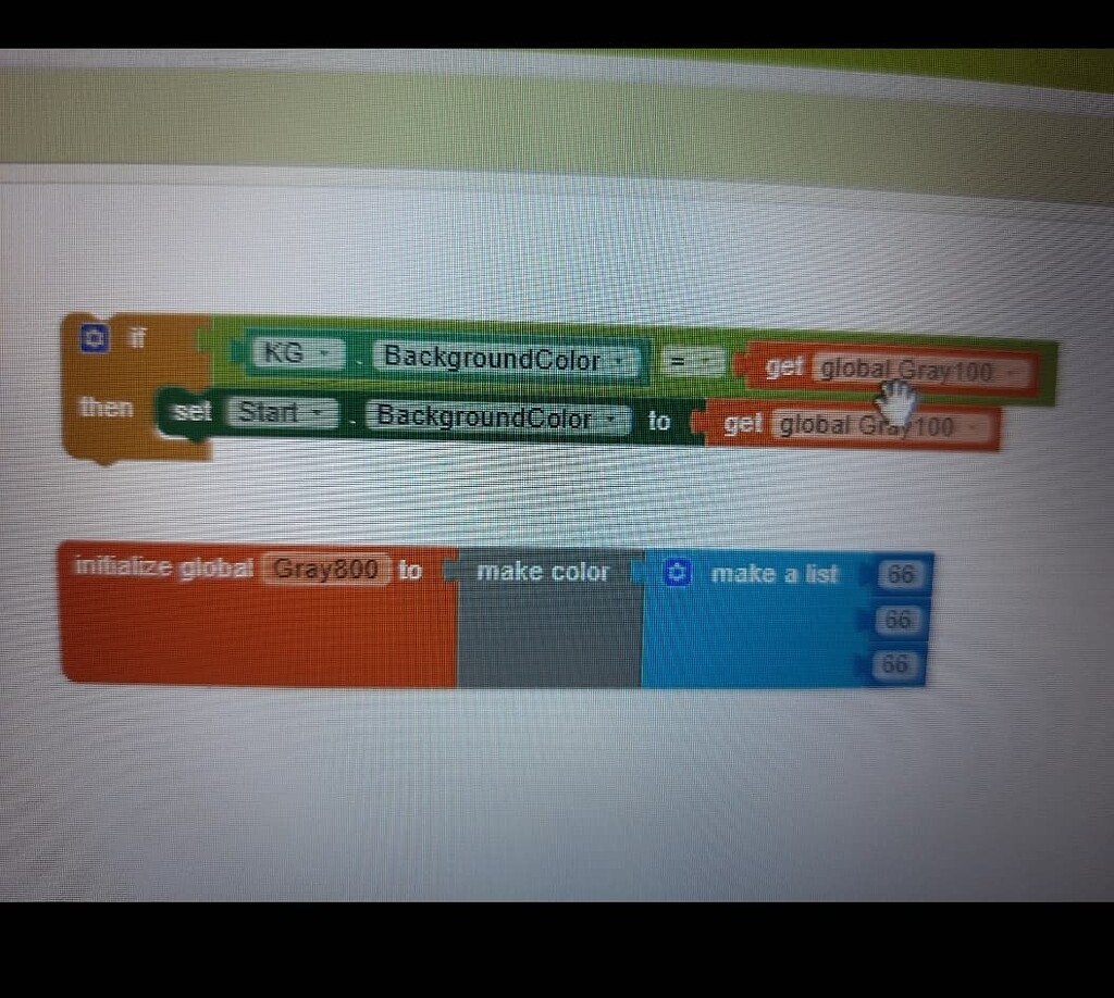 Logic (...)=(...) doesn't detect the color I made - MIT App Inventor ...