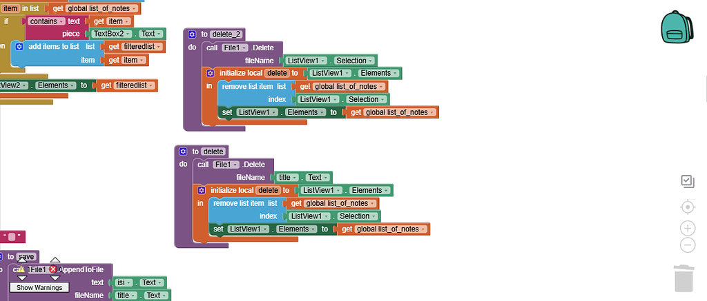A Bug In My App While I Try To Delete File Mit App Inventor Help Mit App Inventor Community