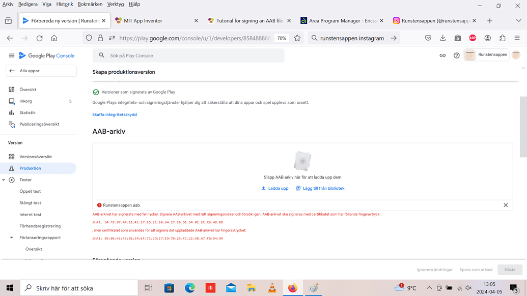 Signing an AAB with a wrong keystore - error from Play Developer console - MIT App Inventor Help ...