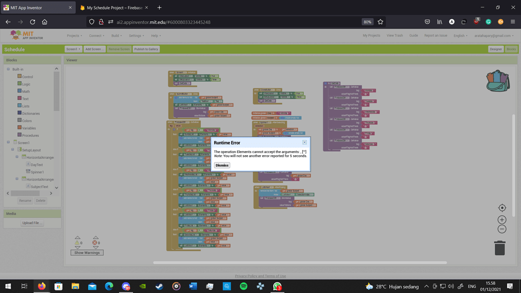 Runtime Error | The Operation elemts cannot accept the arguments [""] - MIT App Inventor Help ...