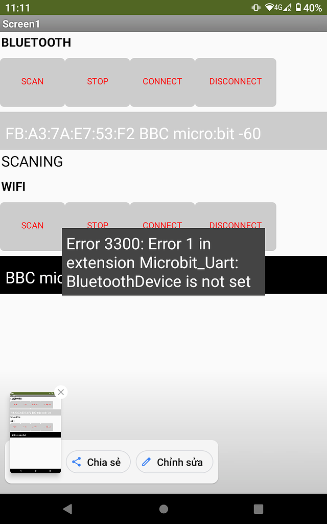 i have an error when setting up the device with microbit uart - Extensions - MIT App Inventor ...