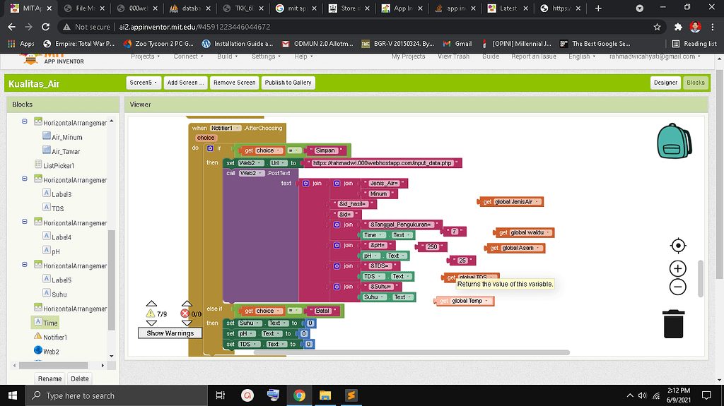 My app can't send data to Mysql database - MIT App Inventor Help - MIT ...