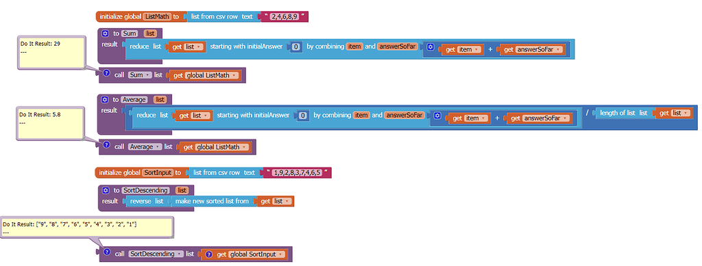 Lists Sum, Average, Sort Descending Examples - General Discussion - MIT App Inventor Community