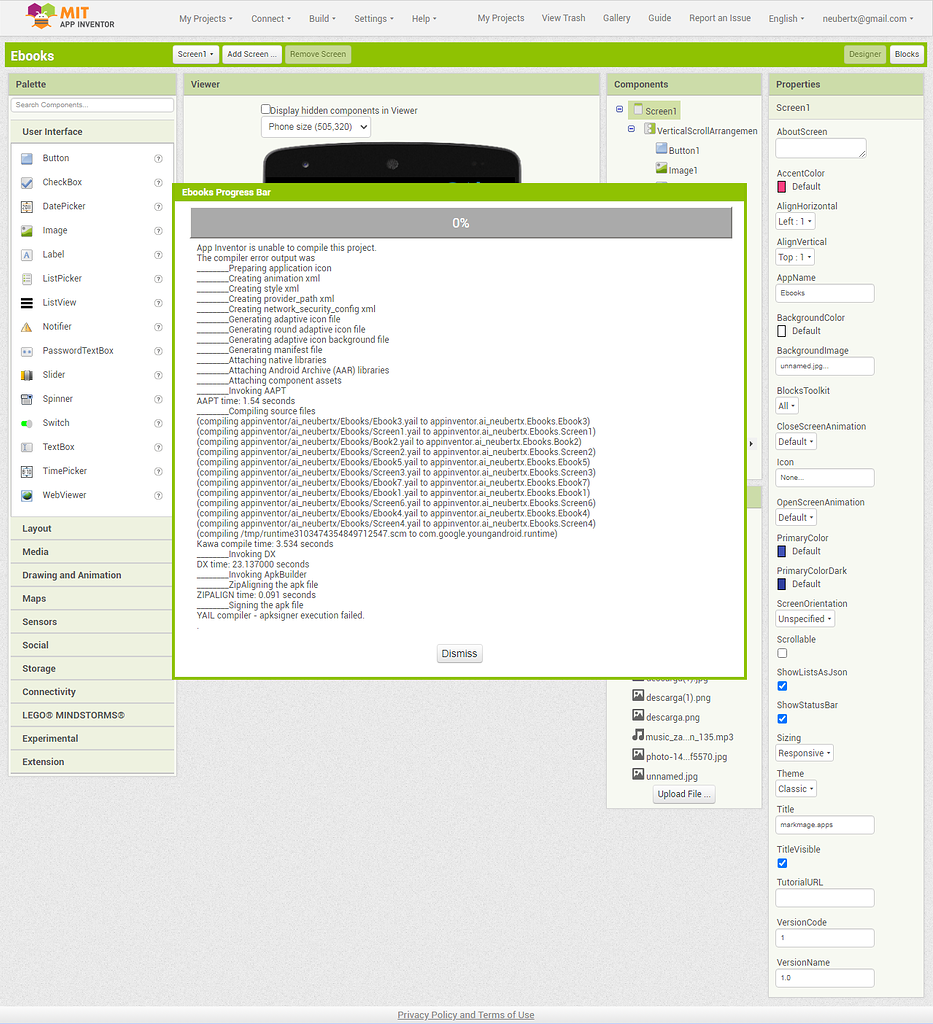 I Get This Error What Do I Have To Do Apksigner Execution Failed Mit App Inventor Help Mit 