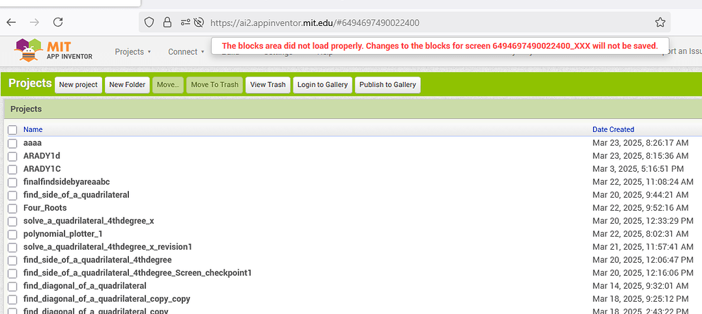 The blocks area did not load properly - Bugs and Other Issues - MIT App Inventor Community