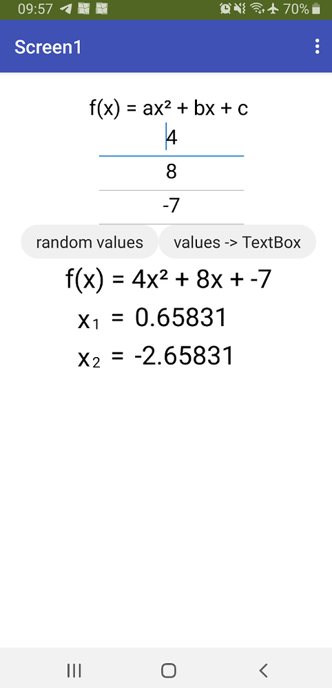 Maths Quadratic Equations generator - MIT App Inventor Help - MIT App ...