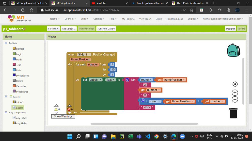 Multiplication Table - MIT App Inventor Help - MIT App Inventor Community