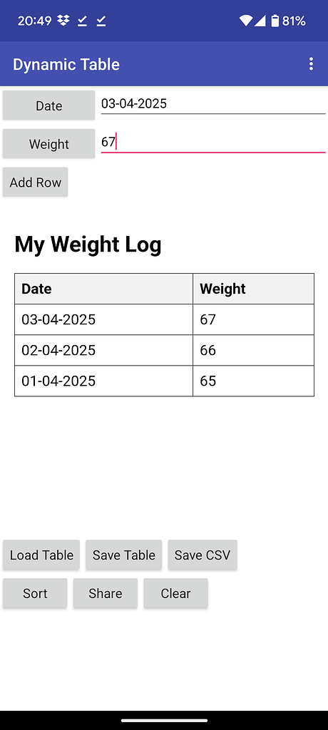 Dynamic Tables In App Inventor Using Webviewer And Html Tutorials And Guides Mit App