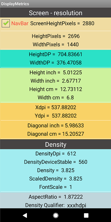 Get Device Metrics → DisplayMetrics │ Resolution - Density - Font ...