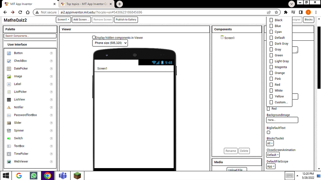 Unable to change the BackgroundColor - MIT App Inventor Help - MIT App ...