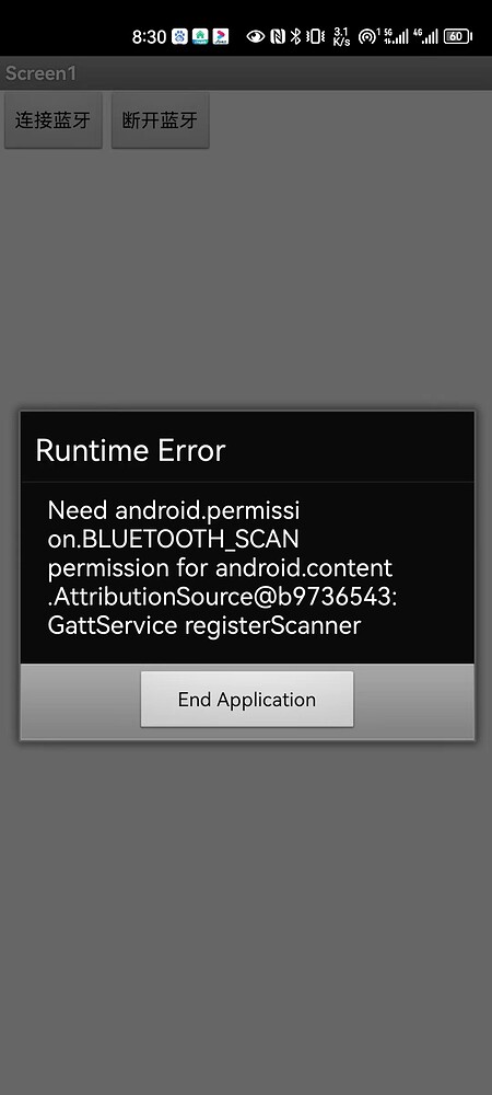 Runtime Error need android permission on bluetooth scan permission ... Runtime Error need android permission on bluetooth scan permission ...