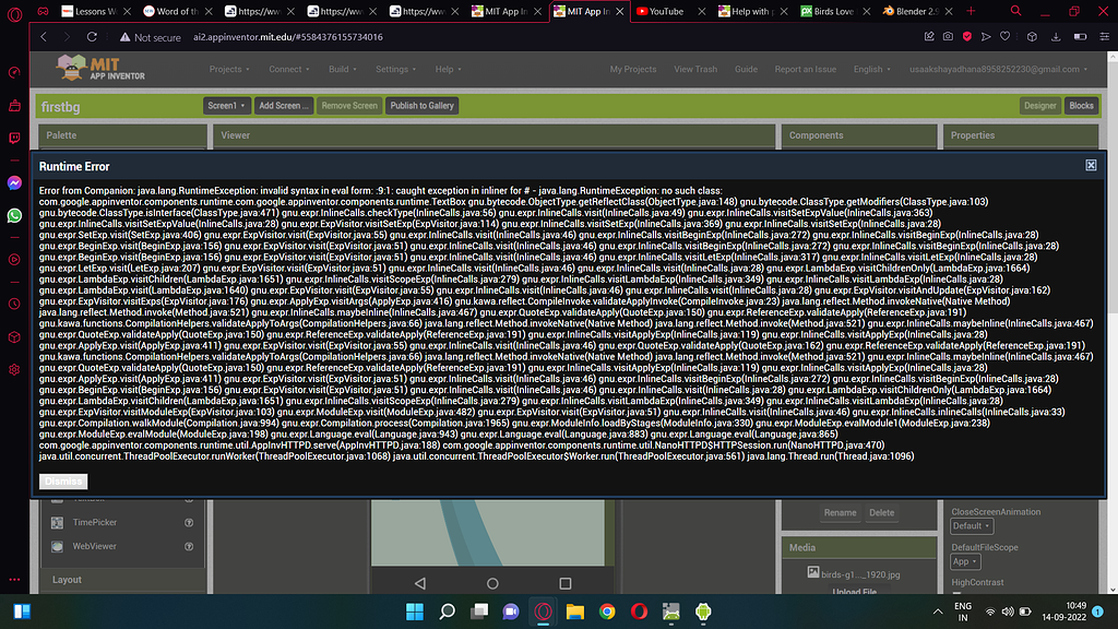 Runtime Error Problem Occuring While Trying To Connect To Emulator