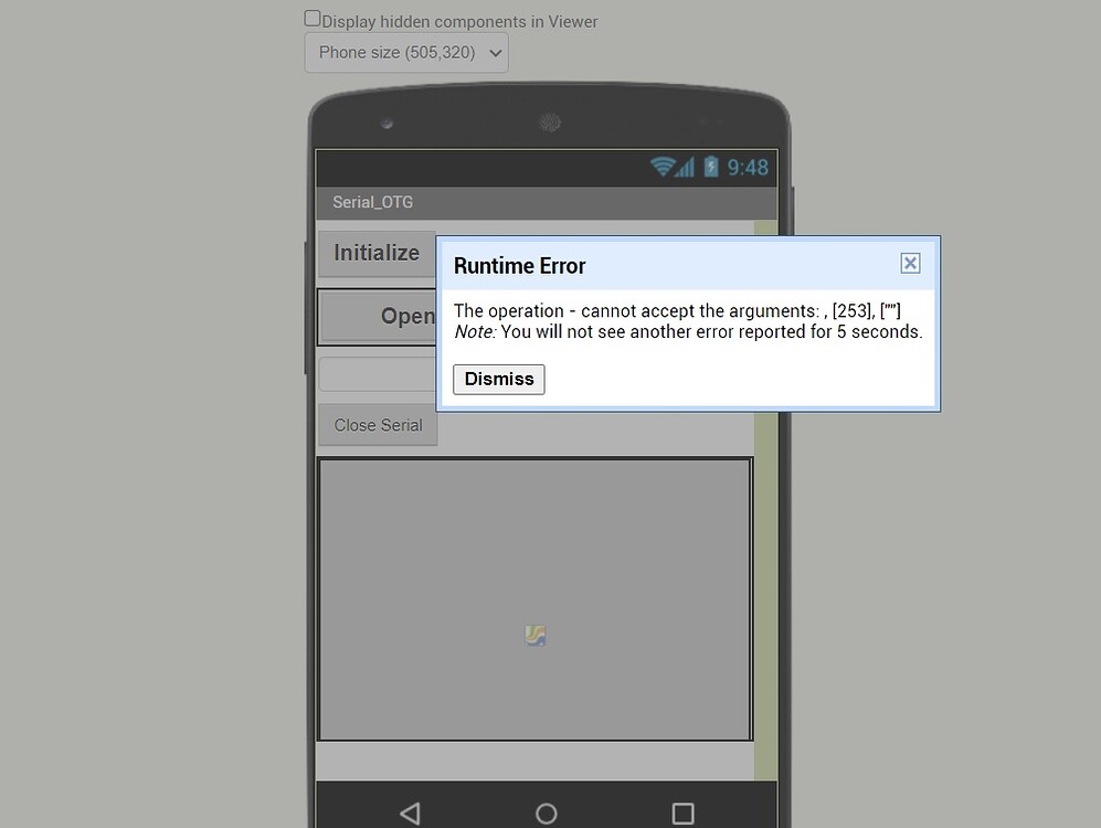 Getting Runtime Error when trying to use Serial to communicate to Arduino - MIT App Inventor ...
