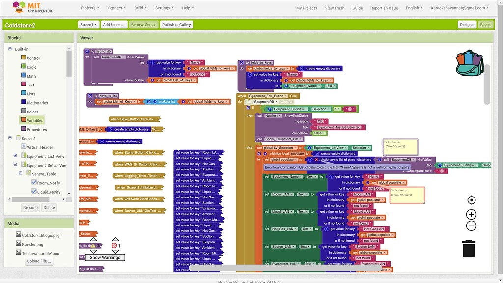 Dictionary error "not a well-formed list" - MIT App Inventor Help - MIT ...