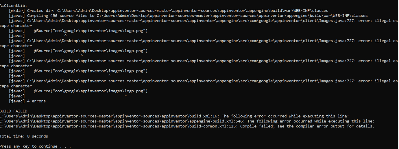Error While Building App Inventor Using Ant Open Source Development Mit App Inventor Community