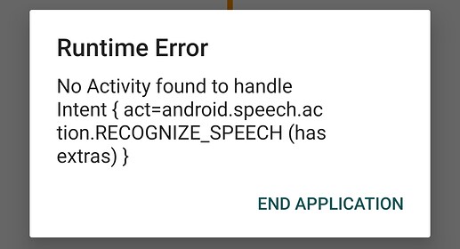 Runtime Error for Speech Recognition - Site Feedback - MIT App Inventor ...