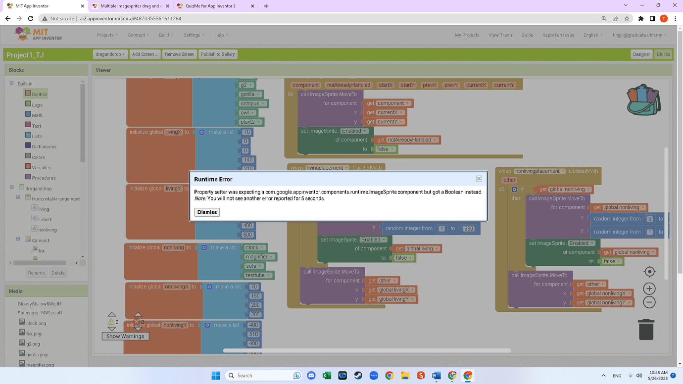 Multiple imagesprites drag and drop into correct category - MIT App ...