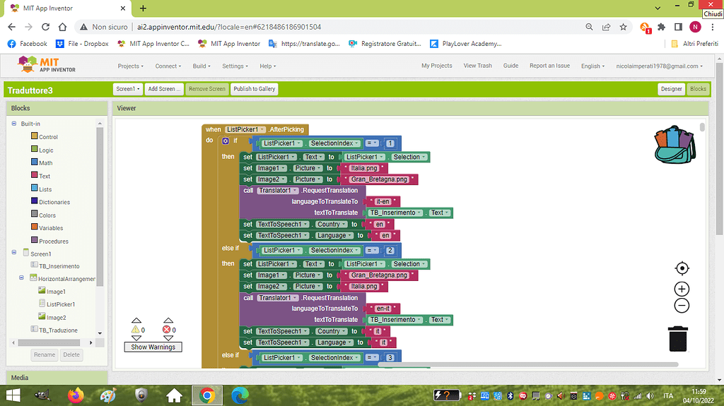 Translator non funziona - MIT App Inventor Help - MIT App Inventor Community