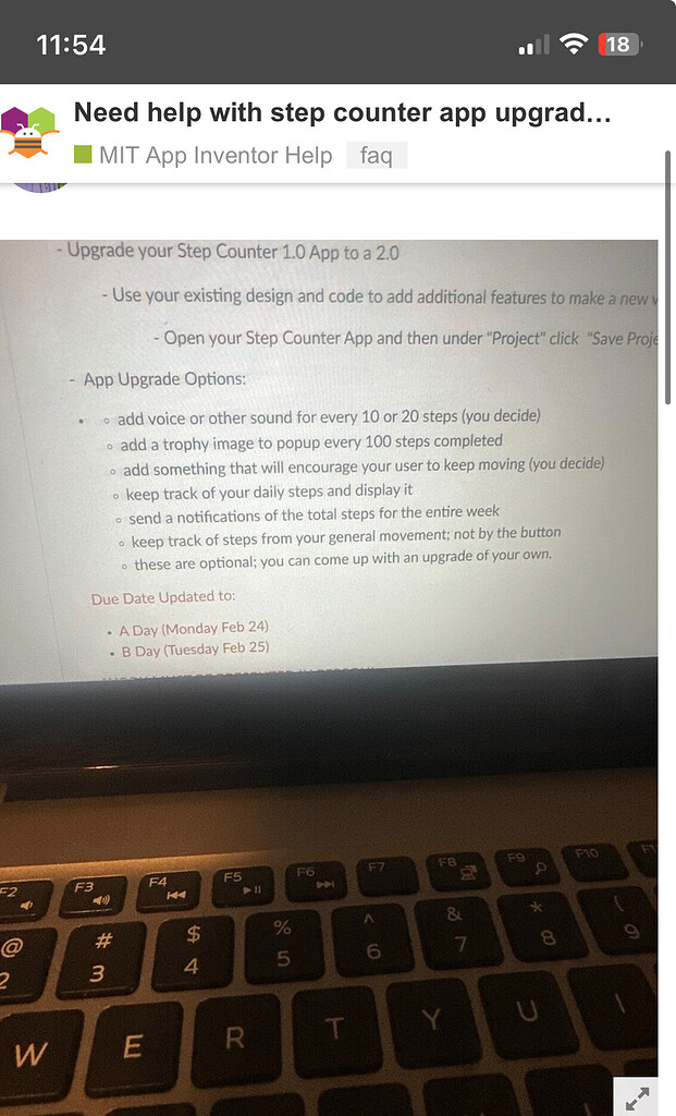 I need help adding a trophy image to my step counter to appear every 10 steps - MIT App Inventor ...