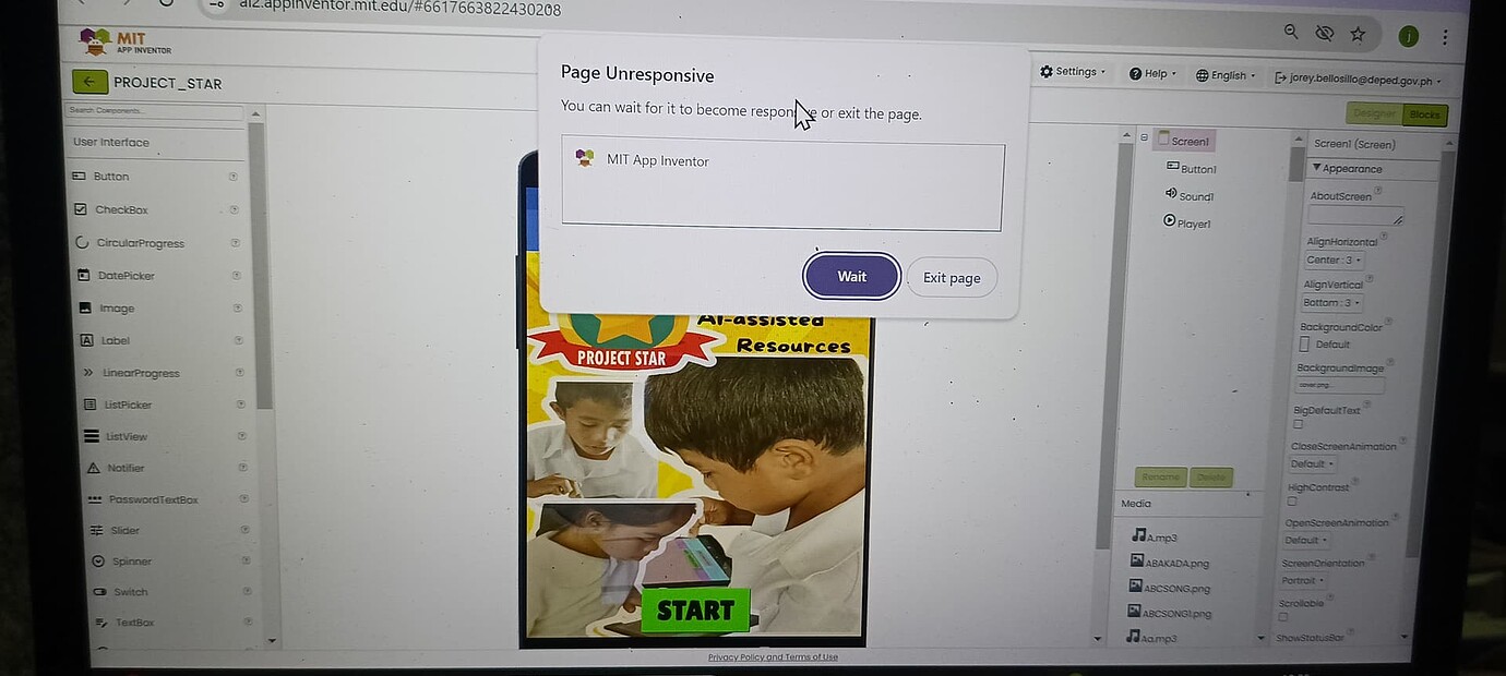 Page Unresponsive - MIT App Inventor Help - MIT App Inventor Community Page Unresponsive - MIT App Inventor Help - MIT App Inventor Community