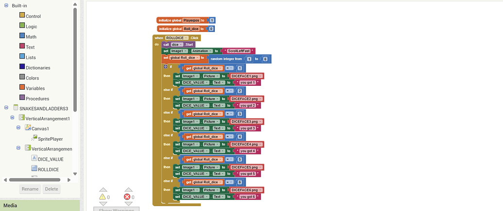 Can someone please help me with my code in snakes and ladders - MIT App ...