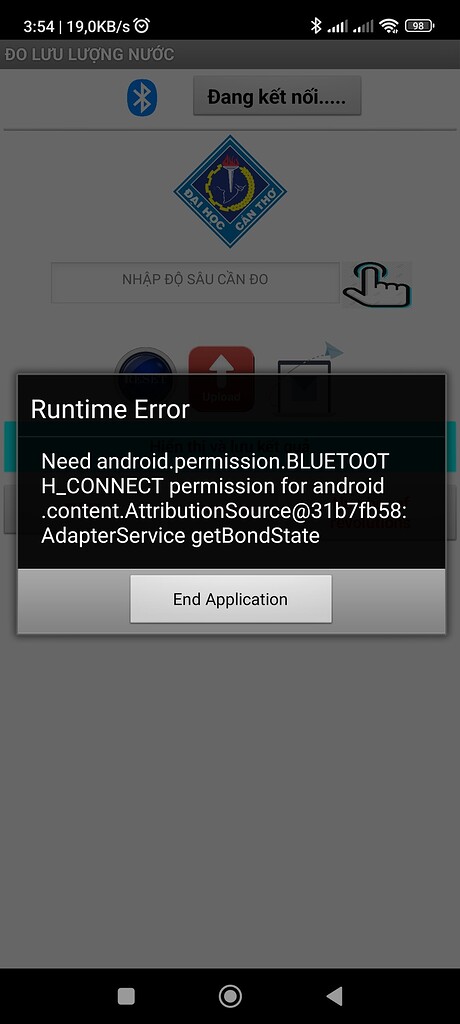 Runtime error when using (Lỗi runtime khi sử dụng) BluetoothClient - MIT App Inventor Help - MIT ...
