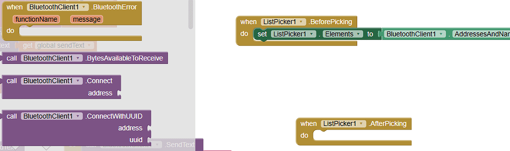 Unable to use BluetoothClient1.Connect Block: Block will not Snap into ...