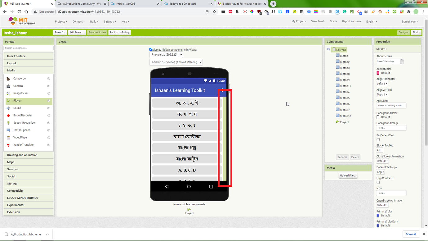 App creation viewer does not have scrollbar - MIT App Inventor Help ... App creation viewer does not have scrollbar - MIT App Inventor Help ...