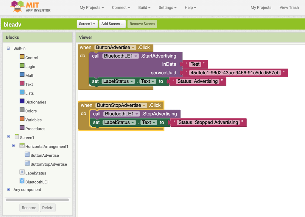 Create and send BLE advertisements - MIT App Inventor Help - MIT App Inventor Community