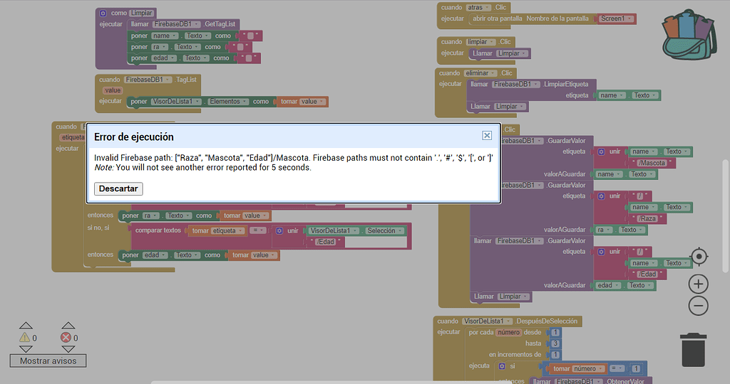 Error en el Firebase path - Bugs and Other Issues - MIT App Inventor Community