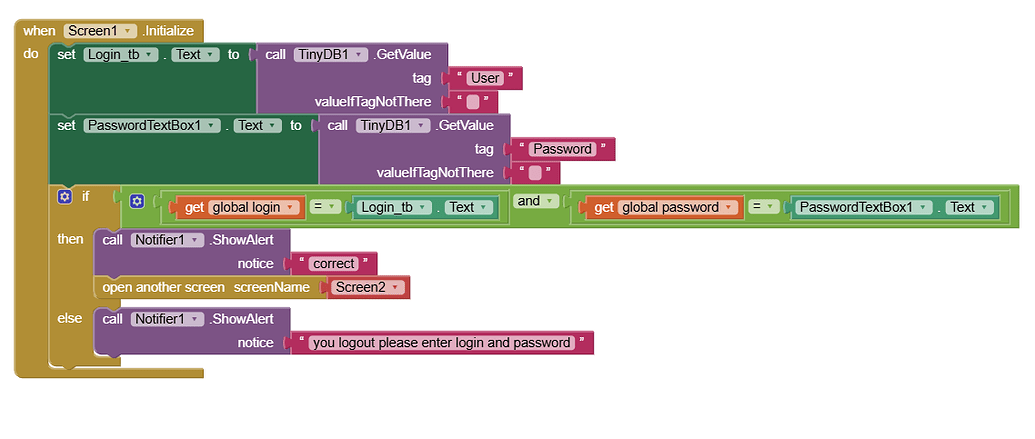 Remember the login and password - MIT App Inventor Help - MIT App ...