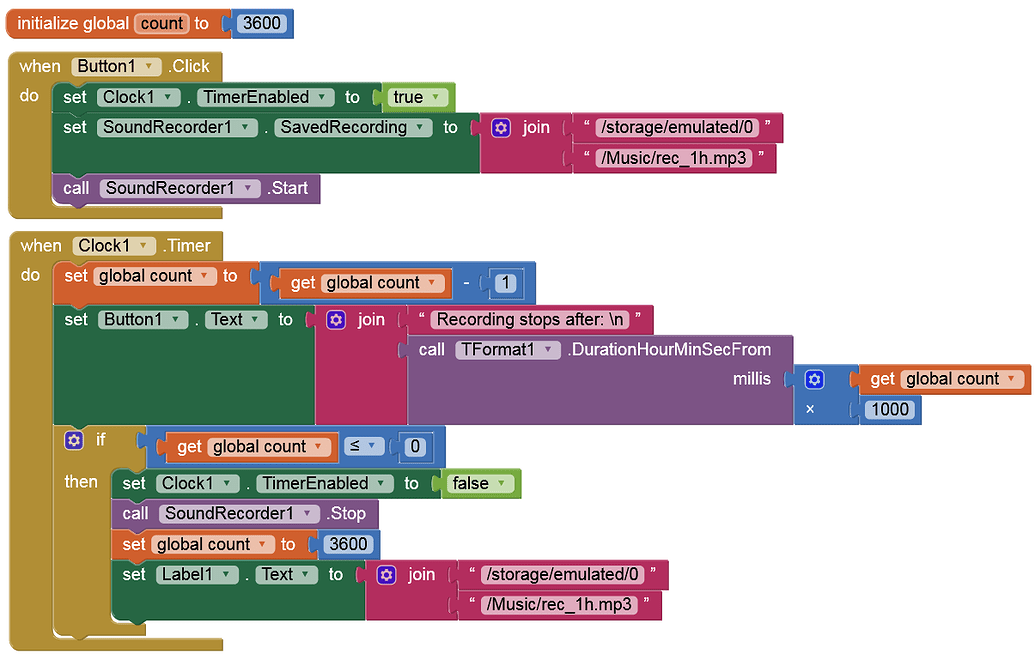 Sound recording with timer - MIT App Inventor Help - MIT App Inventor ...