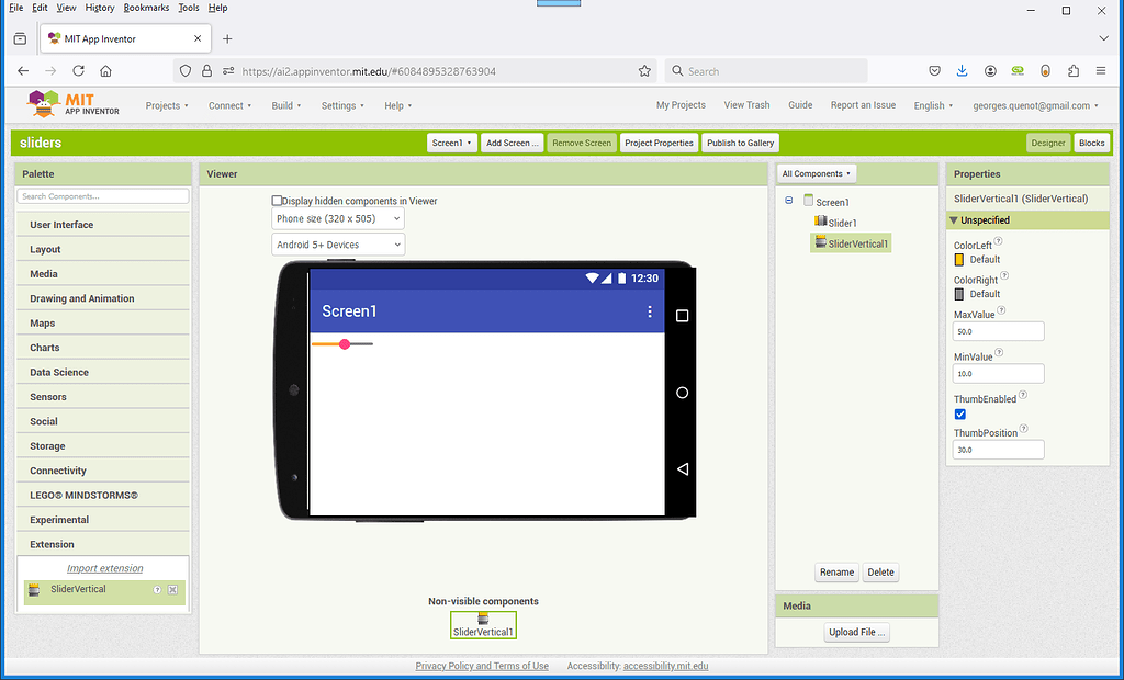 Vertical slider appears as a non-visible component - MIT App Inventor Help - MIT App Inventor ...