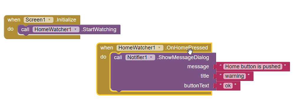 App blocks after clicking Home Button and listpicker with App in screen ...