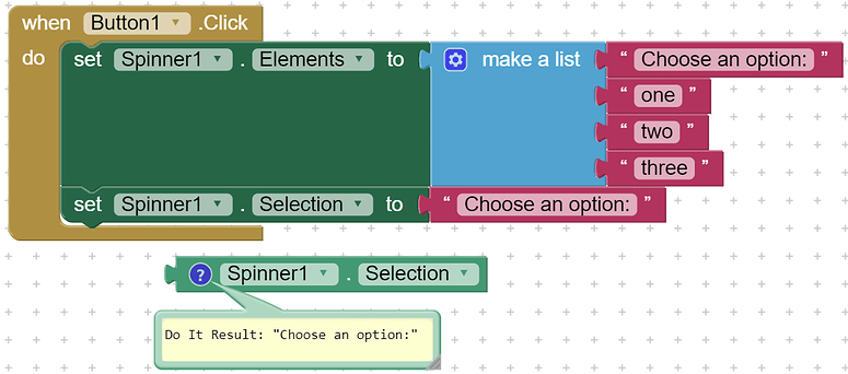Elements and Selections in Spinner - MIT App Inventor Help - MIT App ...
