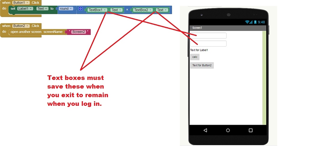 How do I store the values entered in the text box? Save the values after exiting. Maybe TinyDB ...