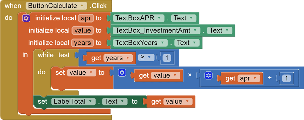 Compound Interest Calculator with a loop? - MIT App Inventor Help - MIT App Inventor Community