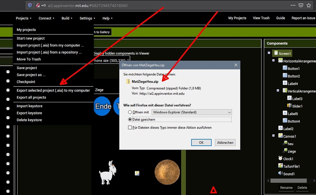Export a project as aia-file generates a .zip instead of an .aia suffix ...