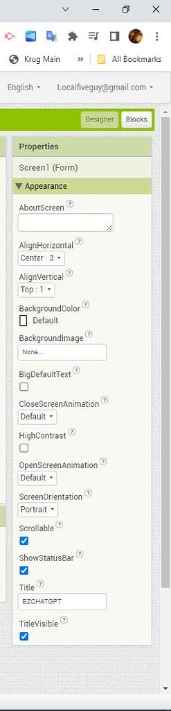 Some Main Screen1 Properties Are Missing Mit App Inventor Help Mit App Inventor Community