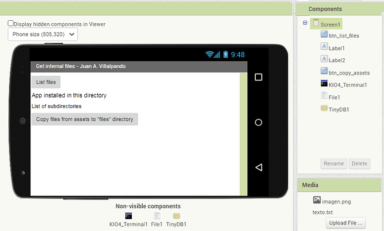 Work with the internal files in the app. Copy. KIO4_Terminal extension ...