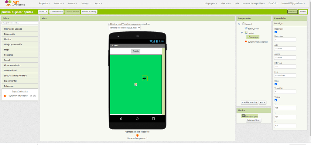 Problem In The Dynamic Components Extension Created Sprites Do Not Move Mit App Inventor Help
