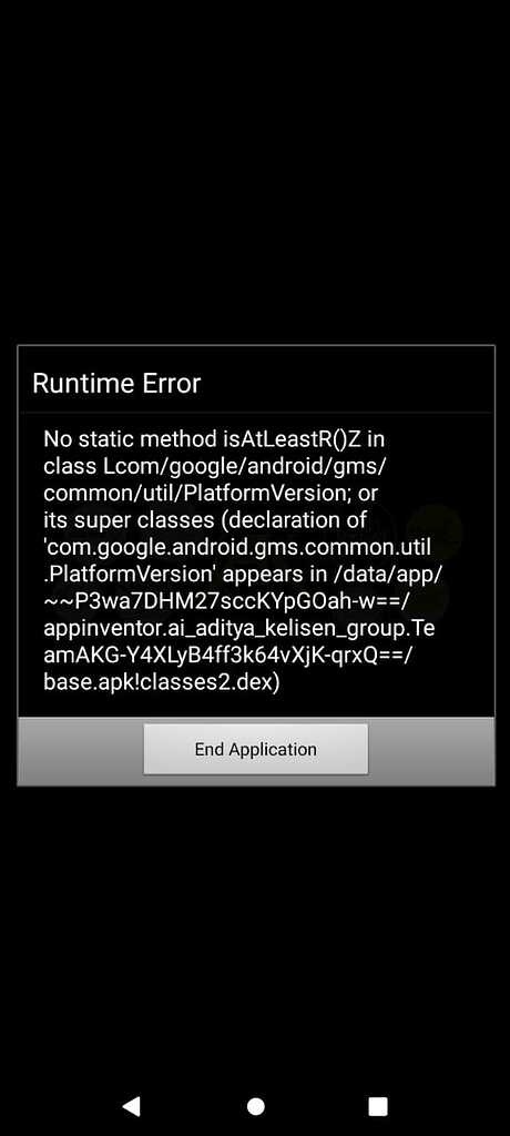 I M Getting Runtime Error No Static Method Isatleastr Z In Moto E40 Android 11 Mit App