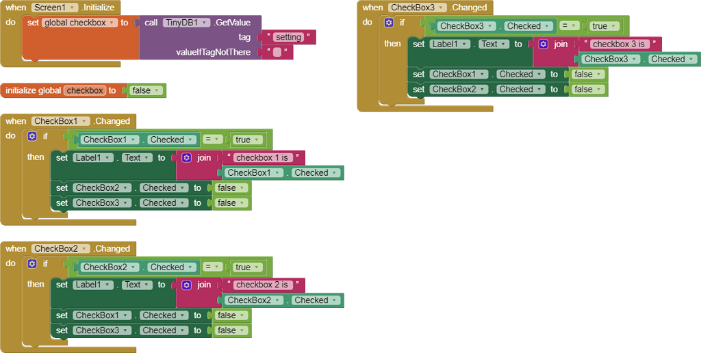 How Do I Save A Checkbox To Tinydb Mit App Inventor Help Mit App Inventor Community